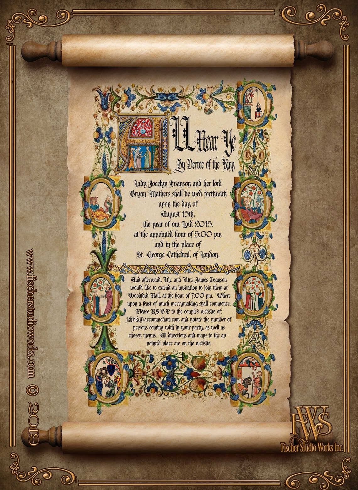 Medieval Wedding Invitation Scroll-rolled With Scroll Rods - Etsy