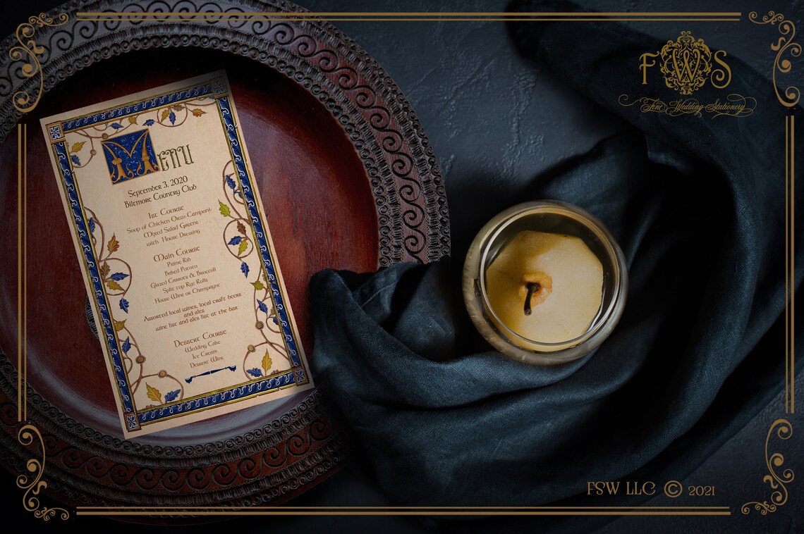 Medieval Menu Card for Wedding Receptions or Themed Events - Etsy