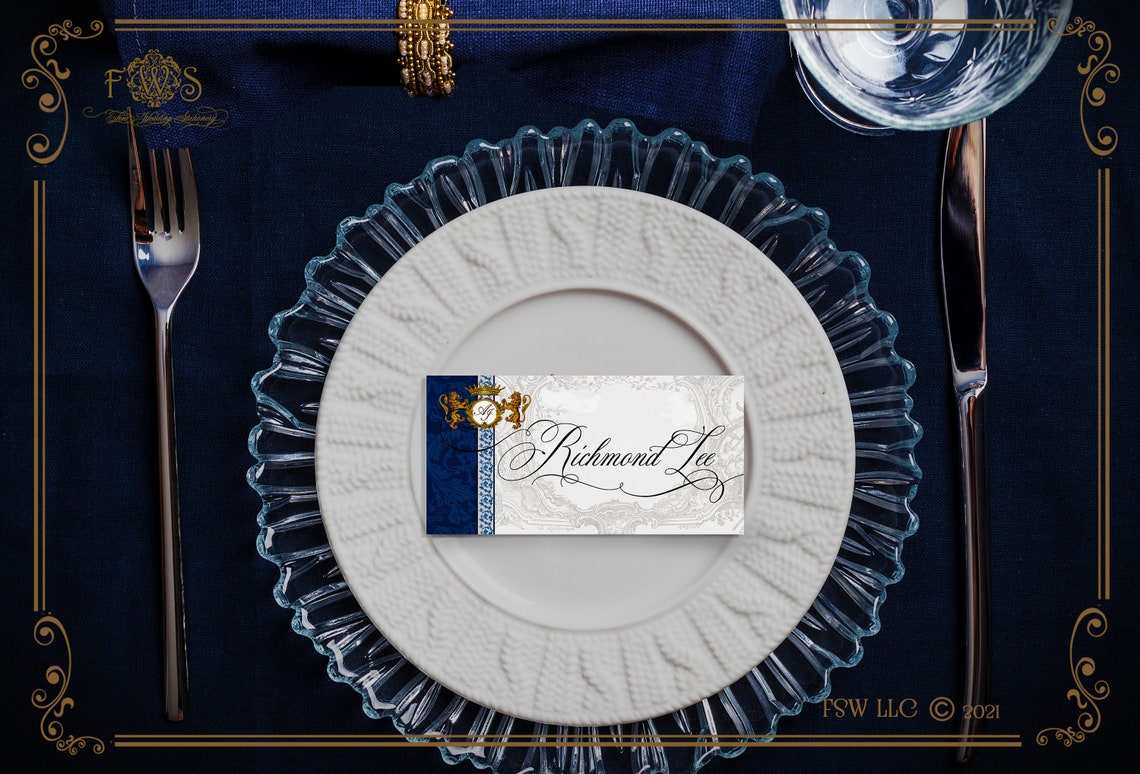 Royal Regency Style Wedding or Birthday Place Setting Card | Etsy