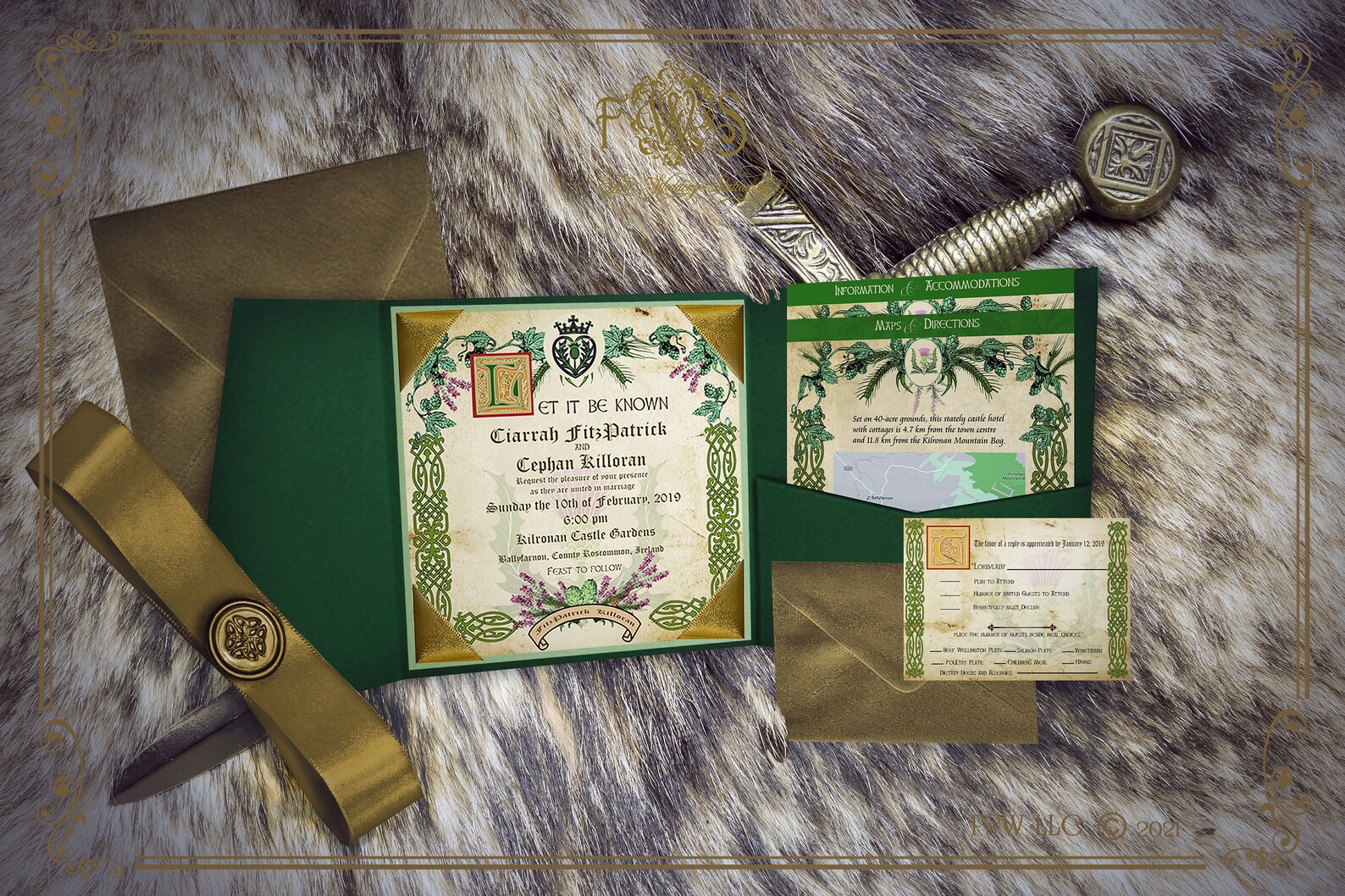 Celtic Gaelic Wedding Invitation With Place for Family - Etsy