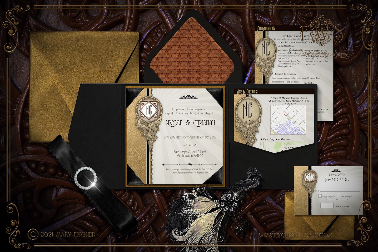 Art Deco Gatsby Wedding Invitation Suite, 1920s Style - Etsy