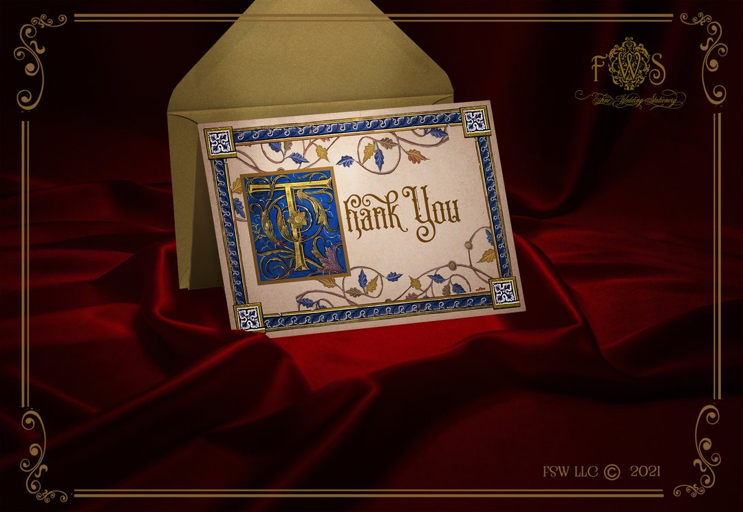 Medieval Style Wedding Bulk Pack of 25 Thank You Note Cards - Etsy