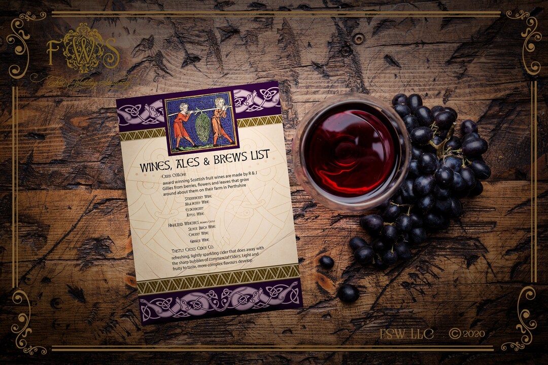 Medieval Viking Reception Wine List - Etsy