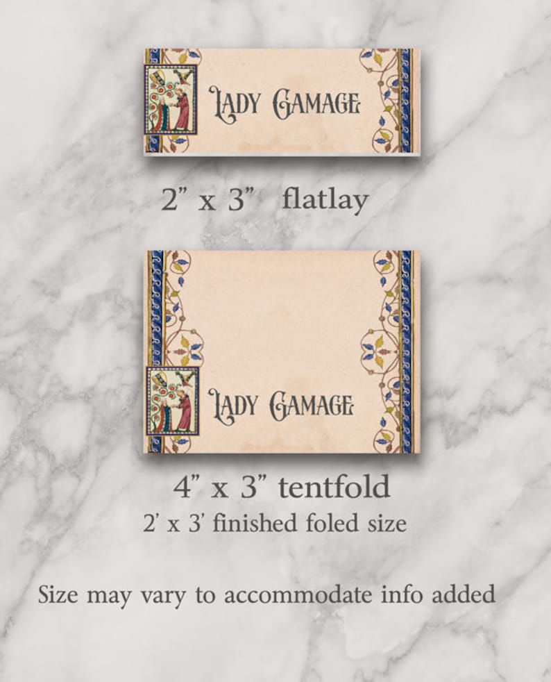 Medieval Style Place Setting Cards - Etsy