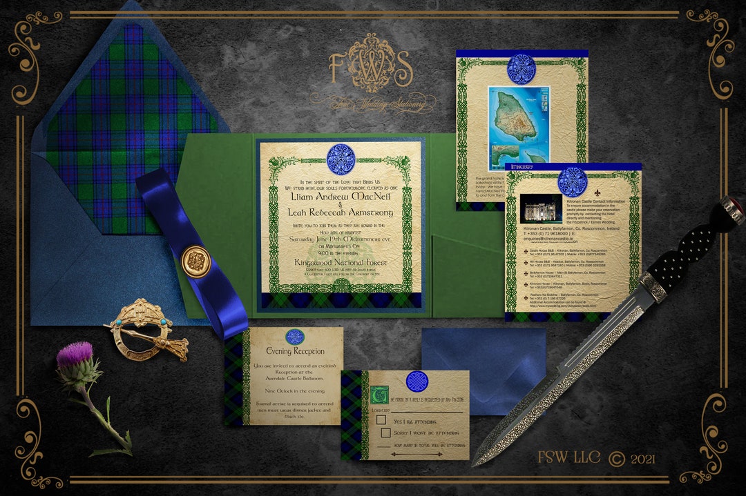 Celtic Wedding Invitation-scottish Tartan-any PLAID May Be Used! - Etsy
