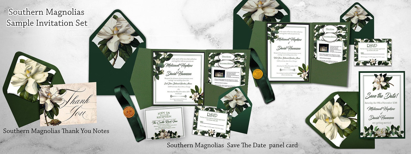 Magnolia Wedding Invitation | Southern Style Weddings - Etsy