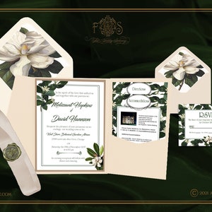 Magnolia Wedding Invitation | Southern Style Weddings - Etsy