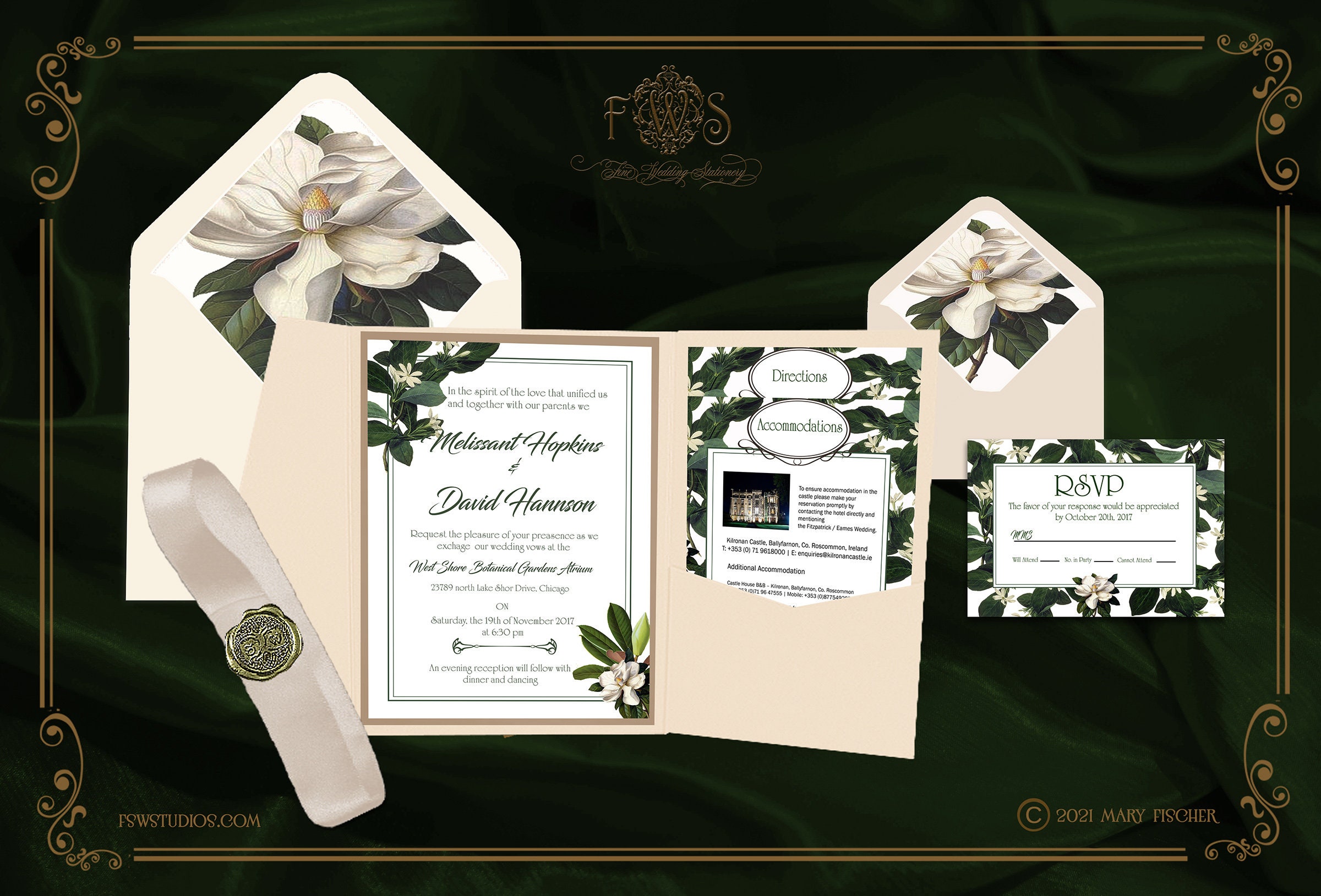 Magnolia Wedding Invitation | Southern Style Weddings - Etsy