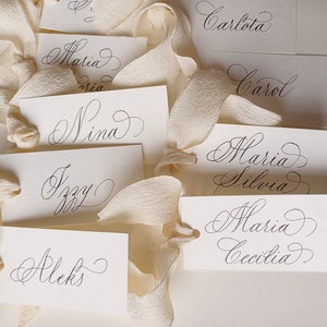 Wedding Placecards With Ribbon, Calligraphy, Handwritten, Elegant ...