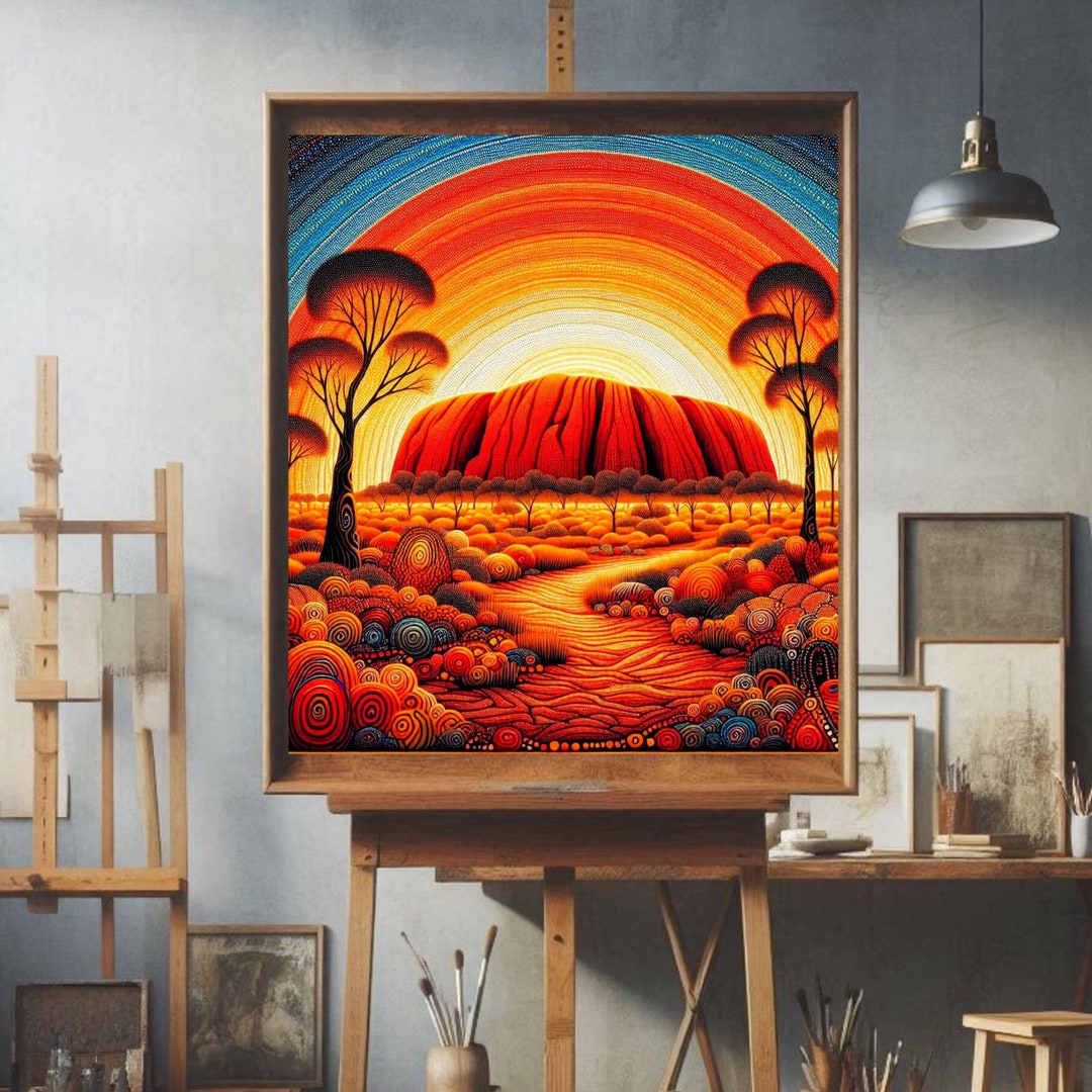 Uluru Aboriginal Dot Art Digital Download Printable for Wall Poster ...
