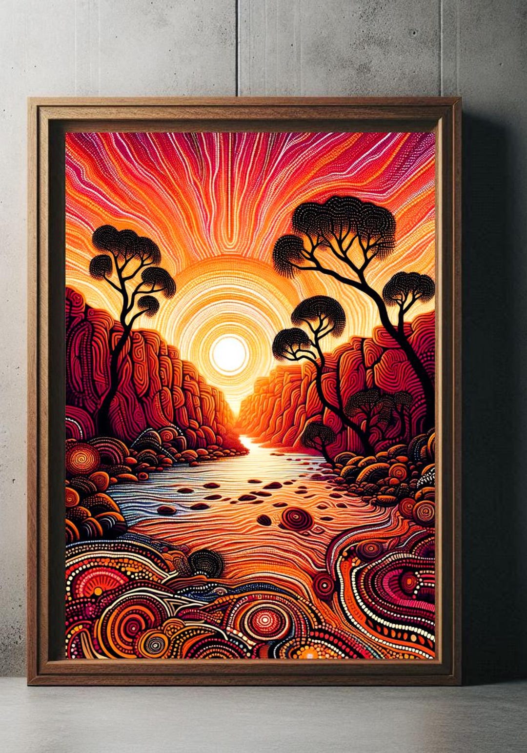 Billabong Sun Aboriginal Dot Art Digital Download for a Canvas or Wall ...
