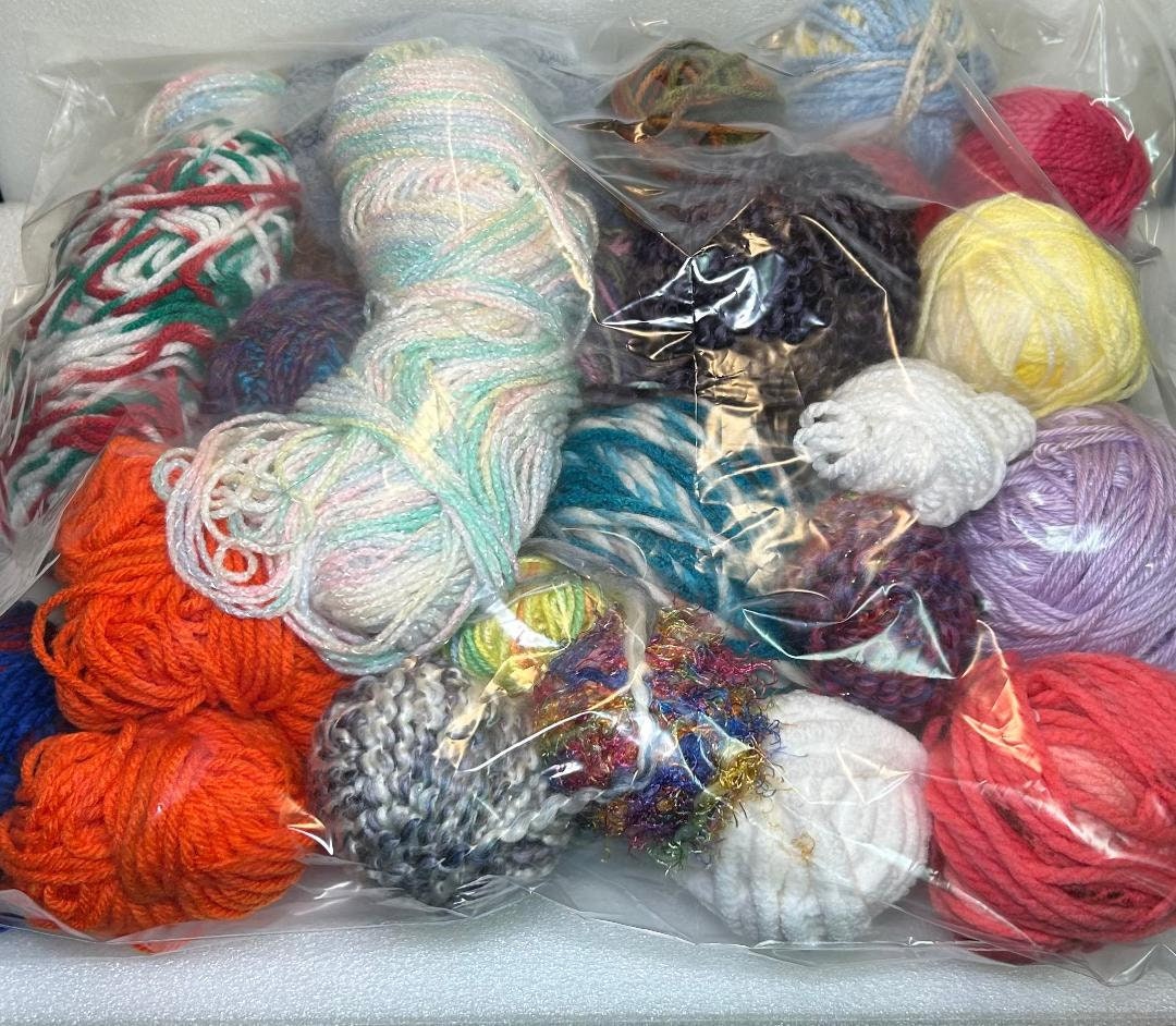 Two Pounds of Beautiful Clean Acrylic and Polyester Yarn in Various ...