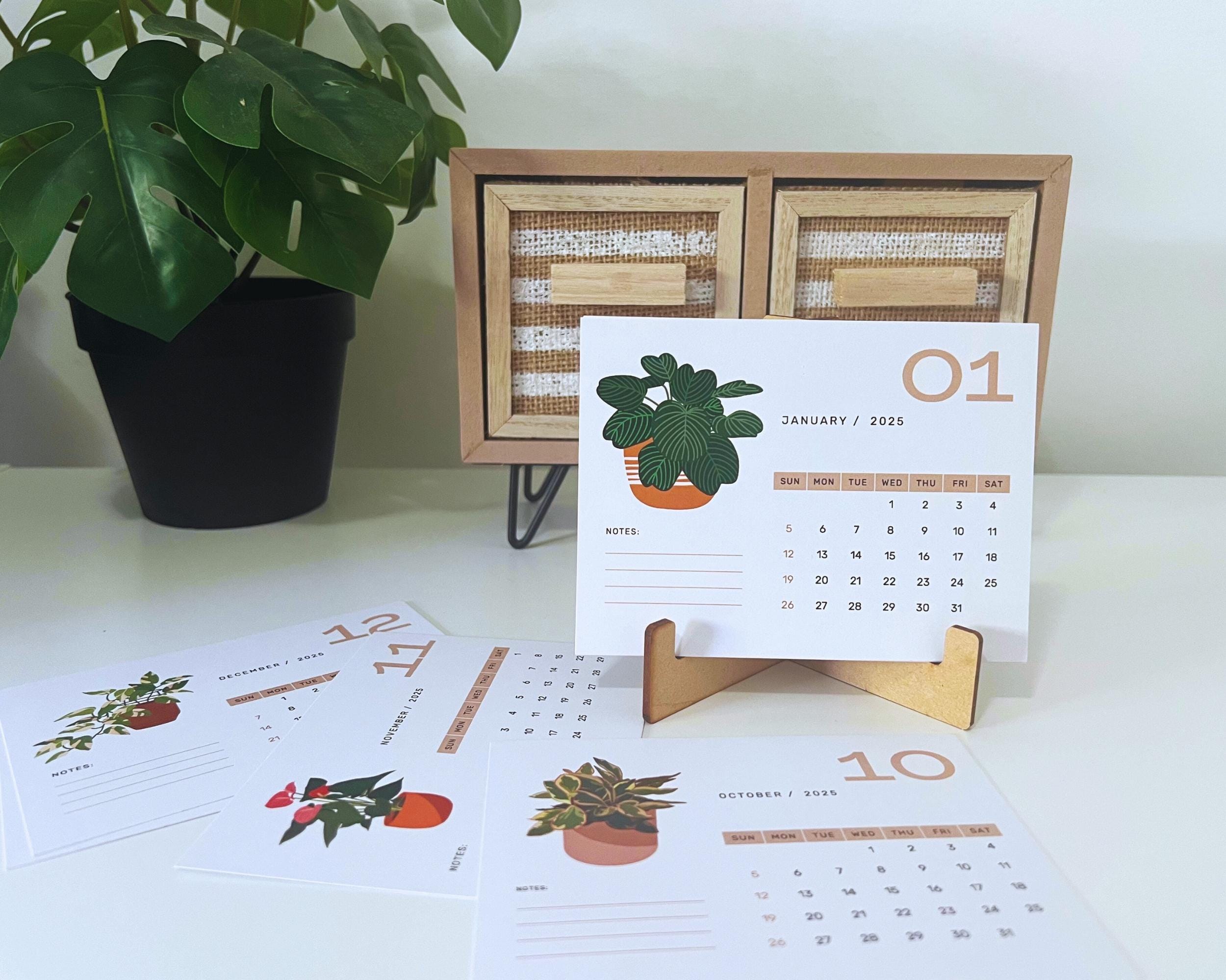 2025 Mini Desk Calendar With Stand, Houseplant Mini Desk Calendar 2025 ...
