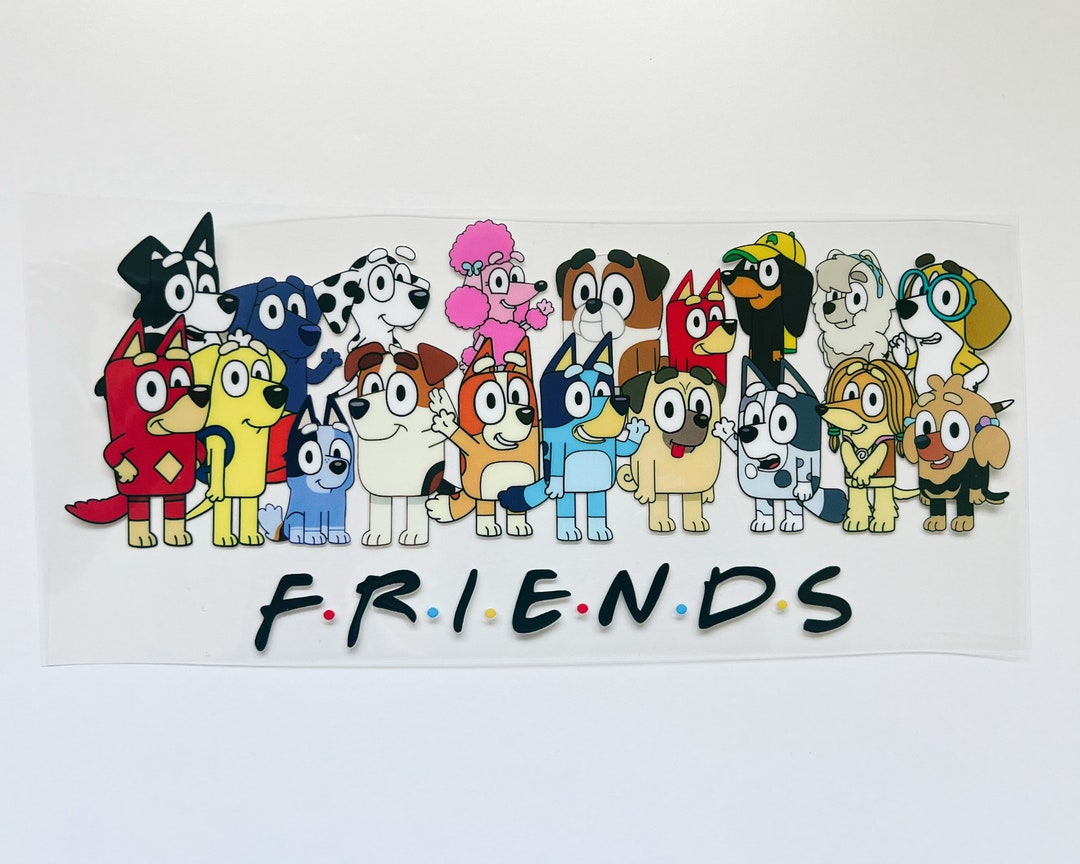 Bluey Friends UV DTF Adhesive Cup Wrap for 16oz, Bingo Kids Characters ...