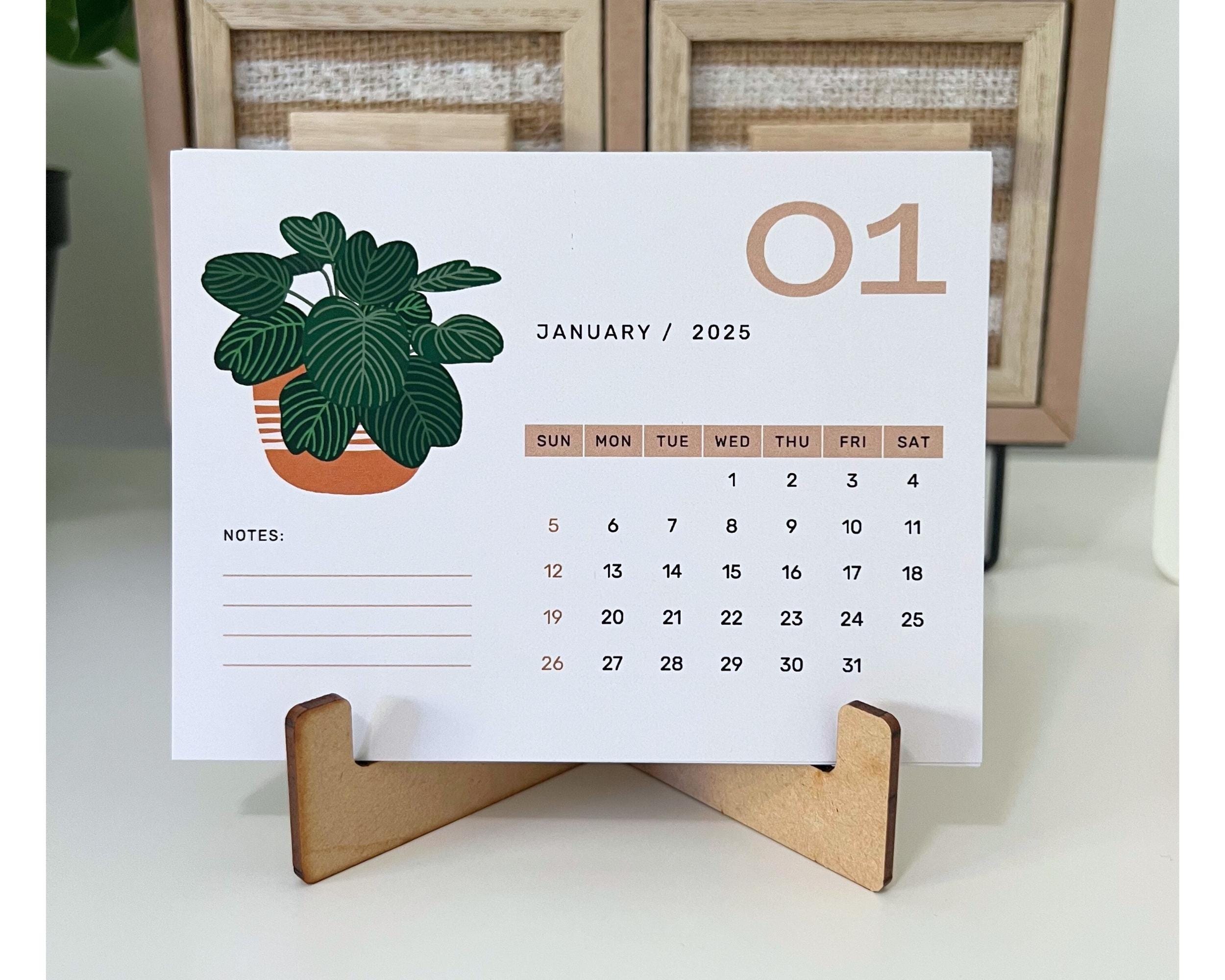 2025 Mini Desk Calendar With Stand, Houseplant Mini Desk Calendar 2025 ...