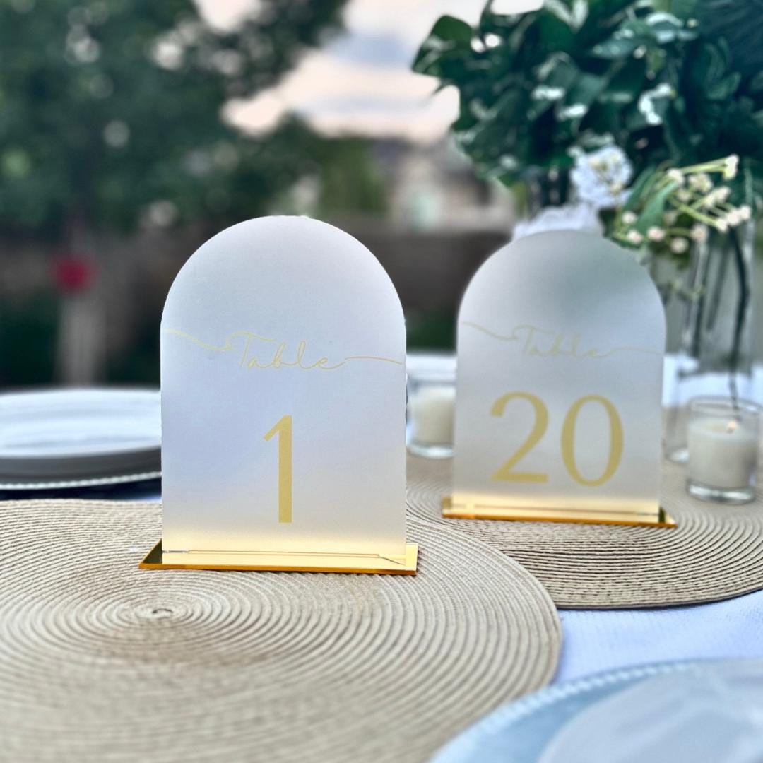 Acrylic Table Numbers Gold Arch Translucent Event Table Numbers Luxury ...