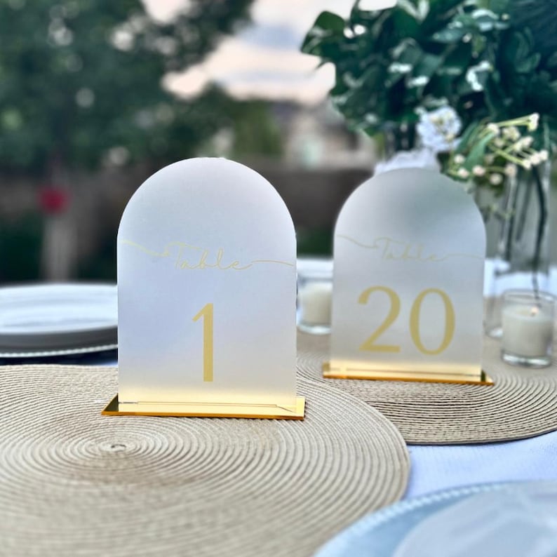 Elegant Acrylic Wedding Table Numbers Arch Table Numbers Frosted ...