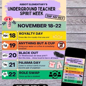 Underground Teacher Spirit Week for Teachers, Underground Spirit Week ...