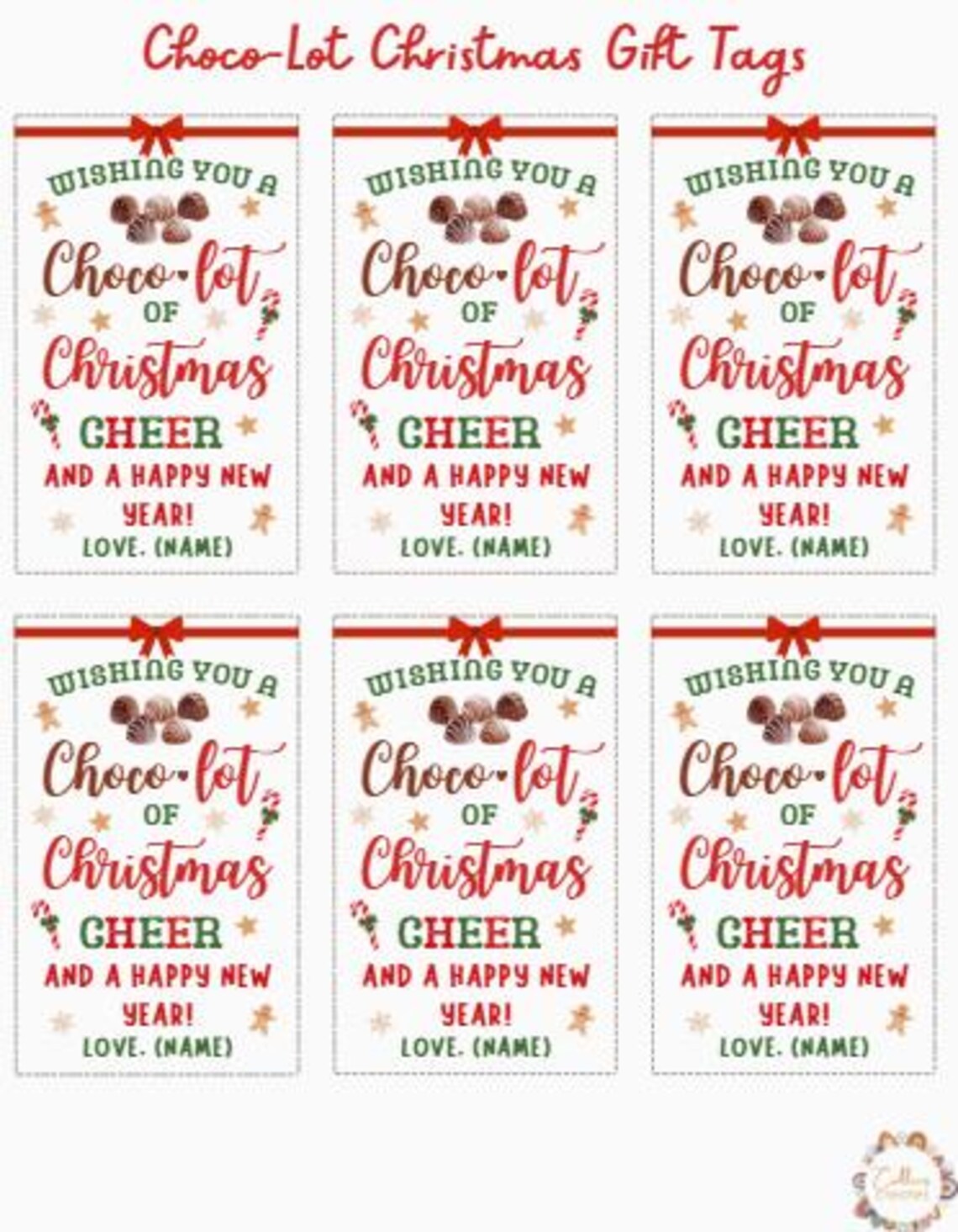 Christmas Chocolate Candy Gift Tags, Thanks a Choco-lot, Staff Employee ...