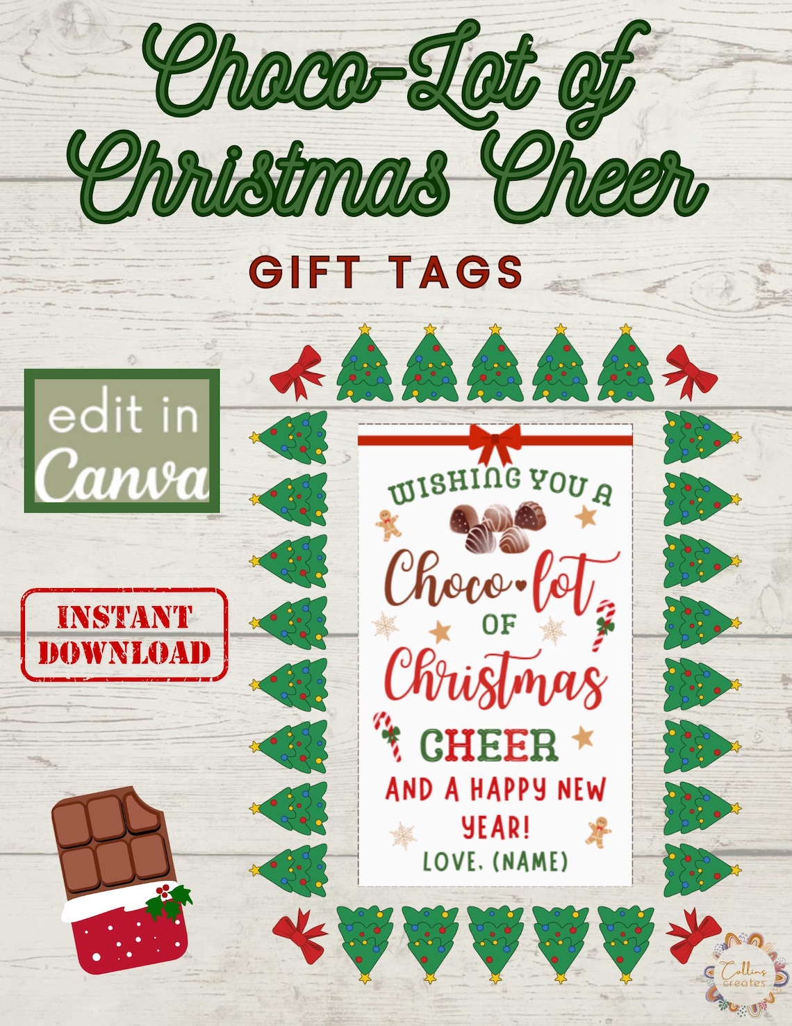 Christmas Chocolate Candy Gift Tags, Thanks a Choco-lot, Staff Employee ...