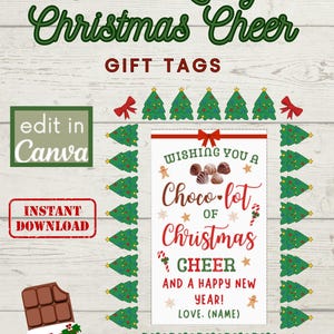 Christmas Chocolate Candy Gift Tags, Thanks a Choco-lot, Staff Employee ...