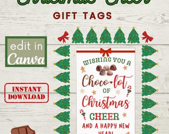 Christmas Chocolate Candy Gift Tags, Thanks a Choco-lot, Staff Employee ...