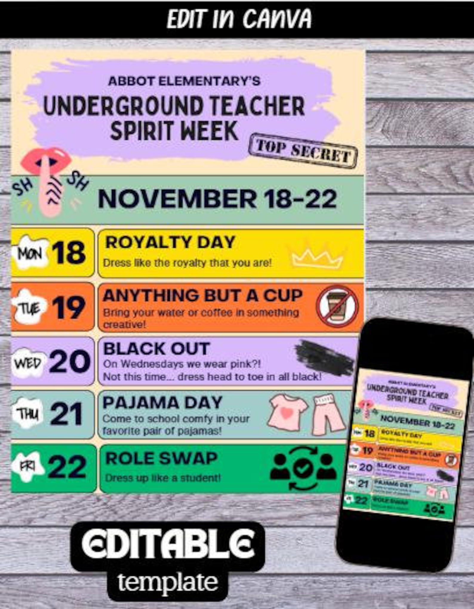 Underground Teacher Spirit Week for Teachers, Underground Spirit Week ...