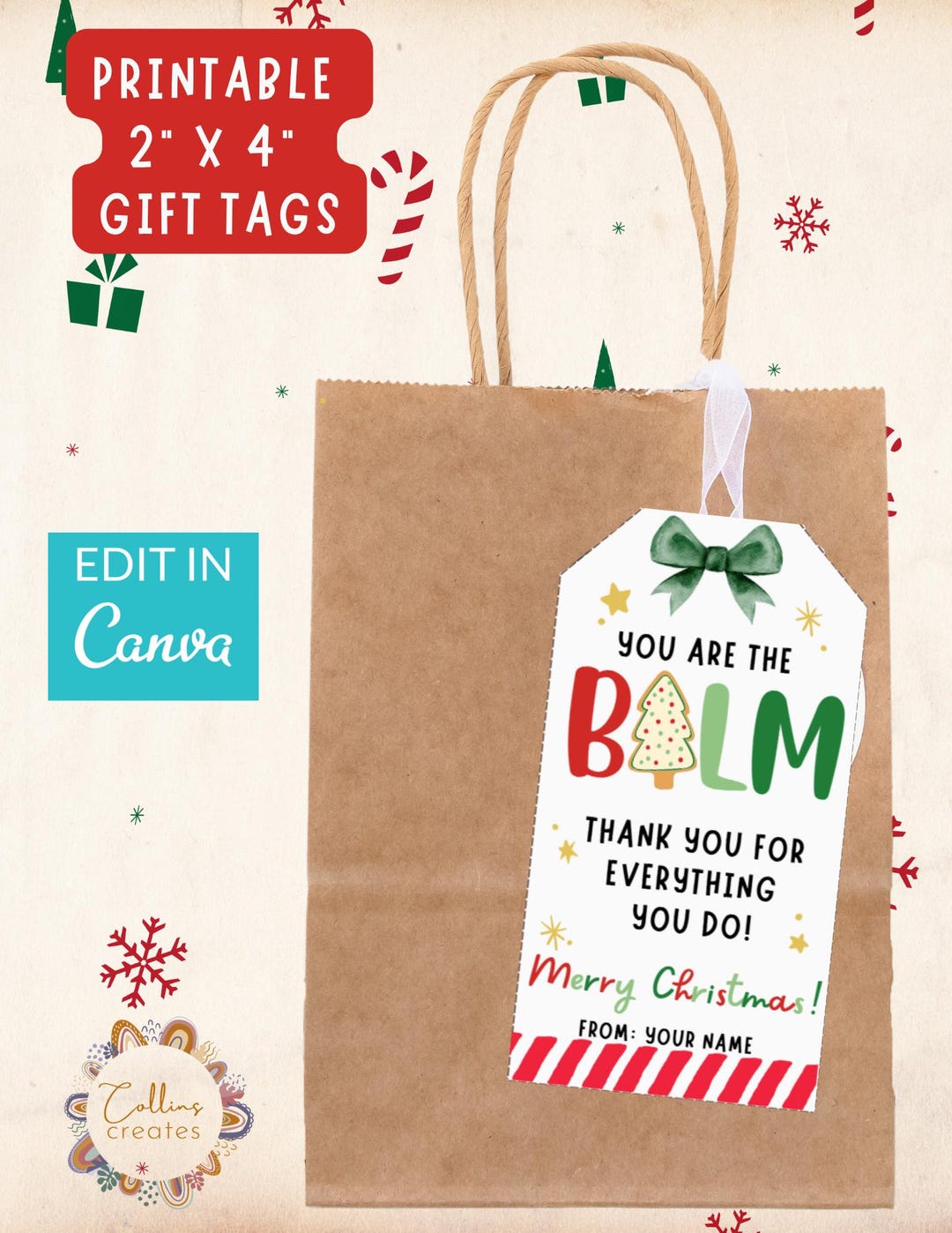 Printable Lip Balm Christmas Gift Tags, Printable Holiday You Are the ...