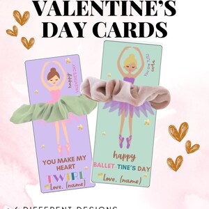 Ballerina Scrunchie Valentines Cards Template I Tutu Cute I Scrunchies ...