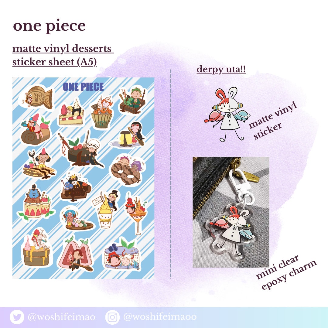 One Piece Sticker Sheet and Uta Sticker/charm - Etsy