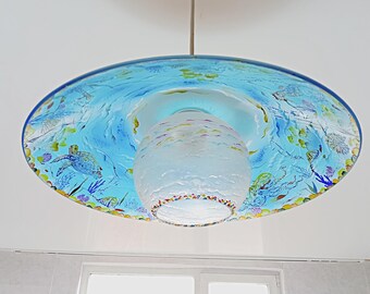 Pendant Light Fixture Textured Painted Handmade Tropical Style Beach ...