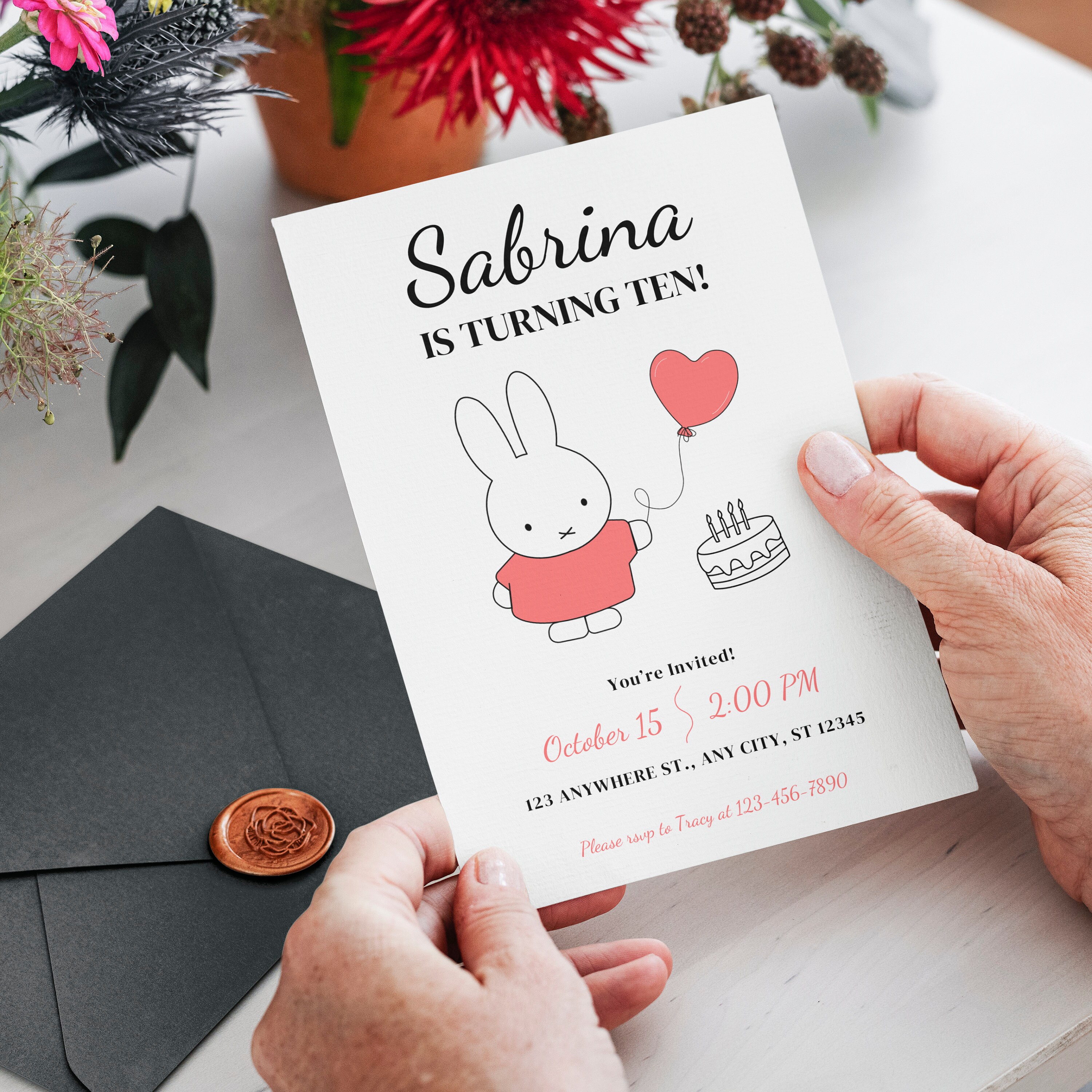 Printable Miffy Birthday Party Invitation - Cute and Customizable ...