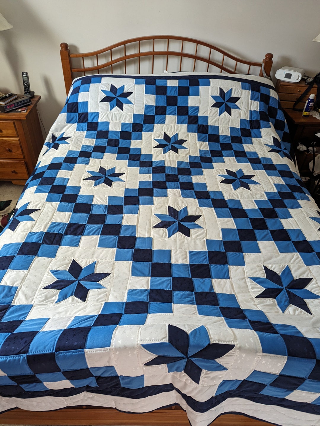 Queen Size Bedding, Amish Made, Handstitched the Irish Chain Stars - Etsy