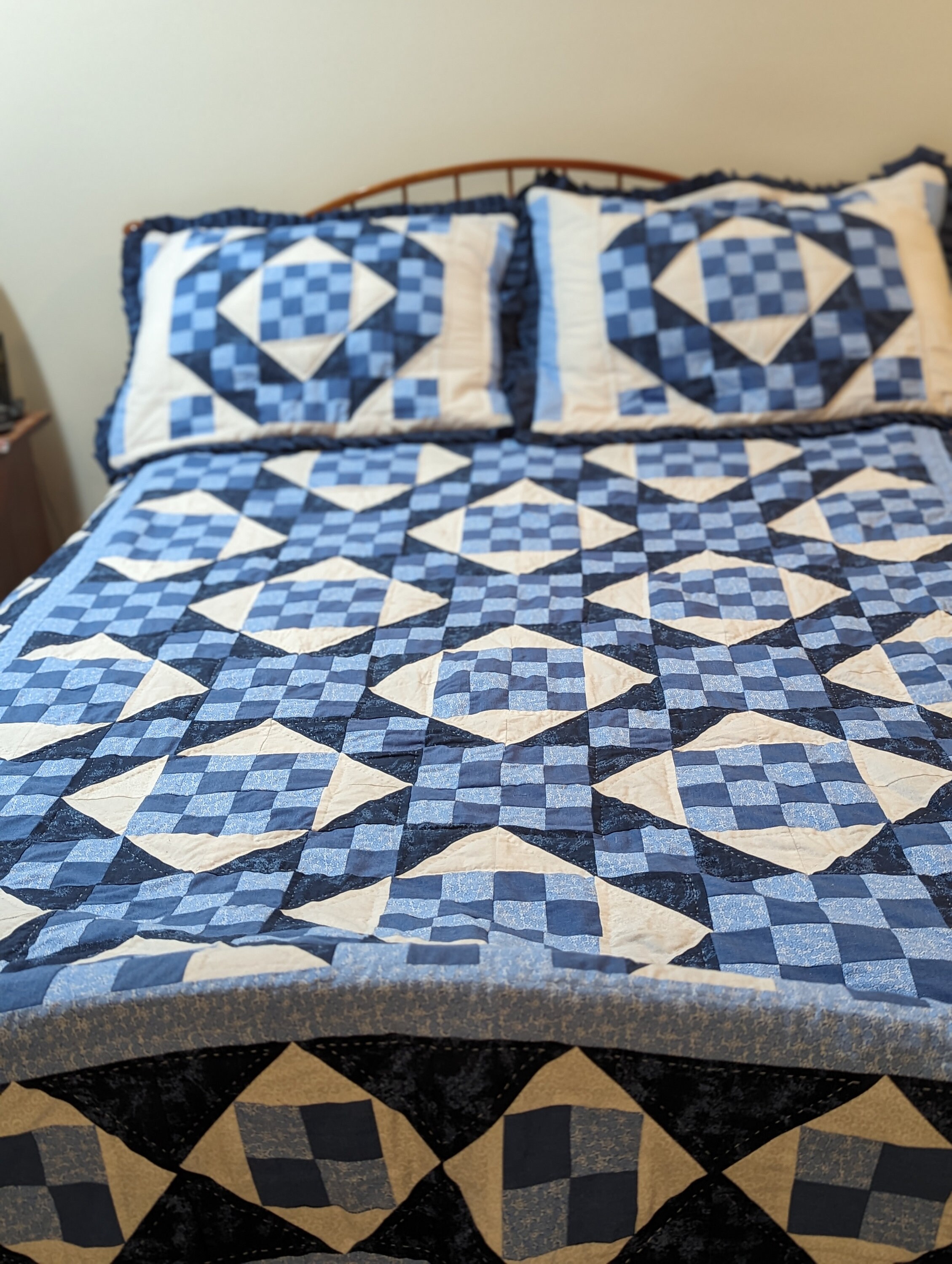 Amish Queen Size Quilt With 2 King Shams/hand Made, Hand Stitched ...