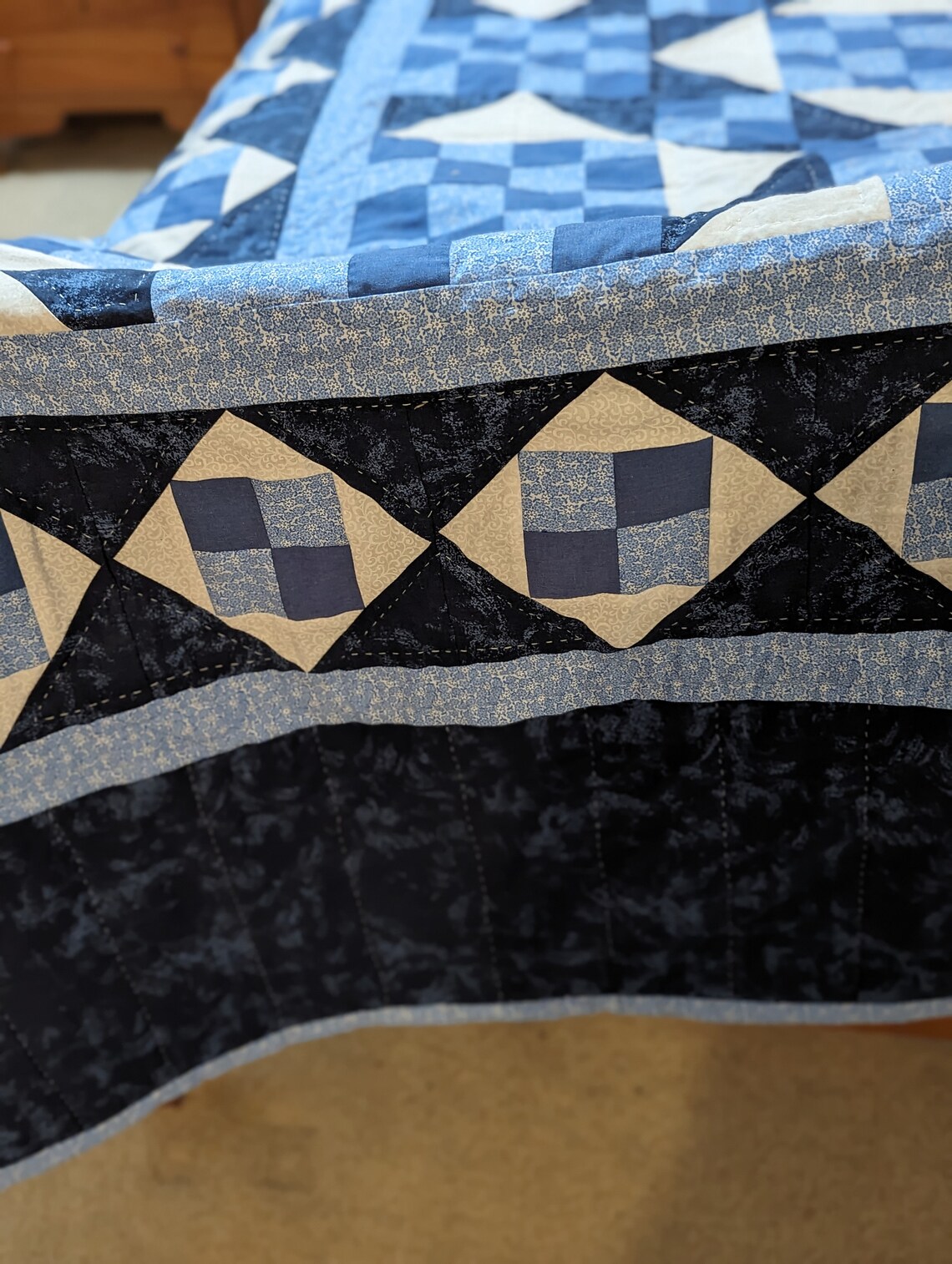 Amish Queen Size Quilt With 2 King Shams/hand Made, Hand Stitched/jacob ...