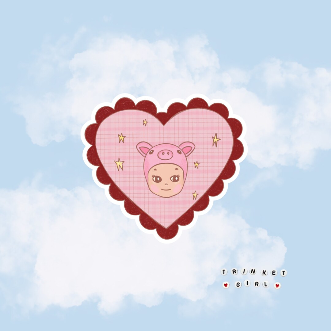 Sonny Angel Pig / Cute Heart Vinyl Sticker - Etsy
