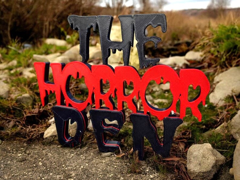The Horror Den Wall Sign Door Sign Shelf Art, Movie Room Display Gift ...