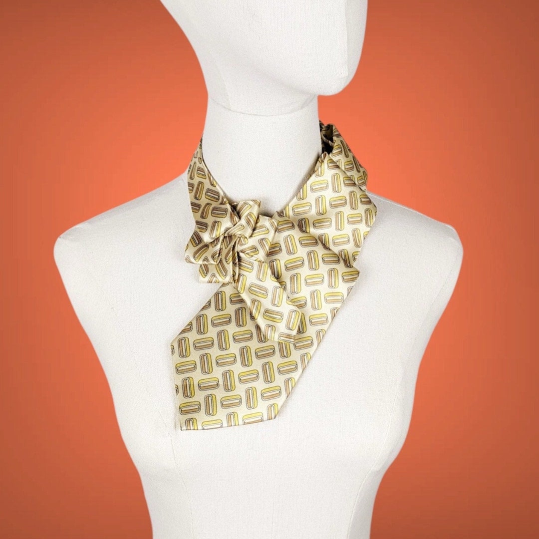 Women's Lemon Yellow Modern Ascot Scarf With A Geometric Print. - Etsy