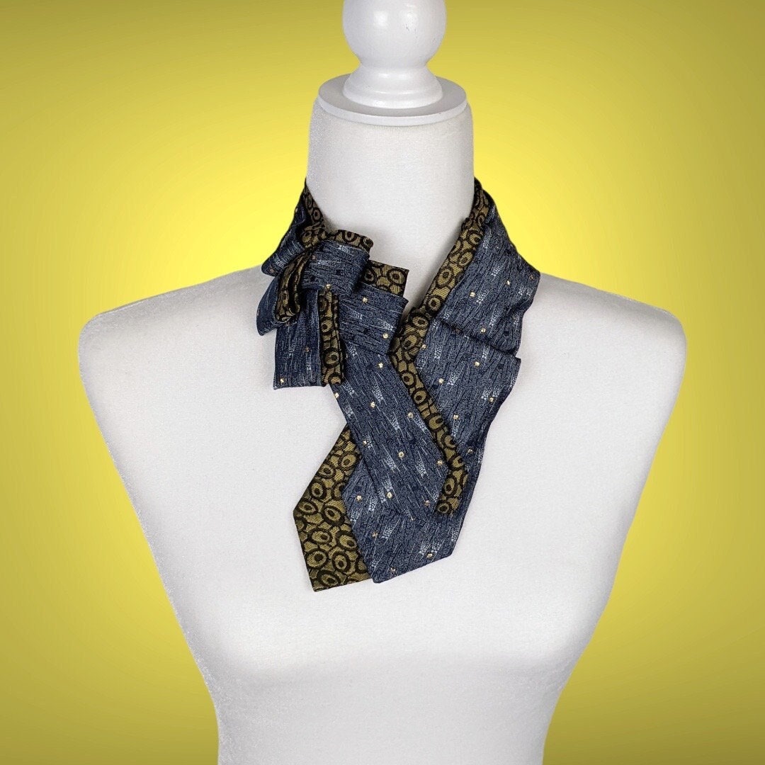Women's Gold and Grey Double Ascot - Sustainably Made Ascot - Unique ...