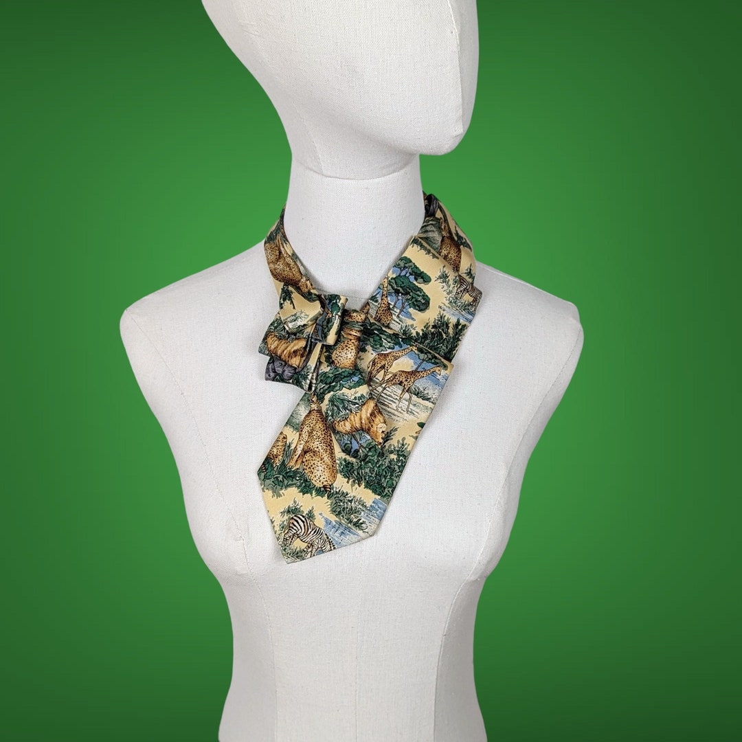 Yellow Safari Ascot - Jungle Animal Silk Scarf - Unique Scarf - Etsy