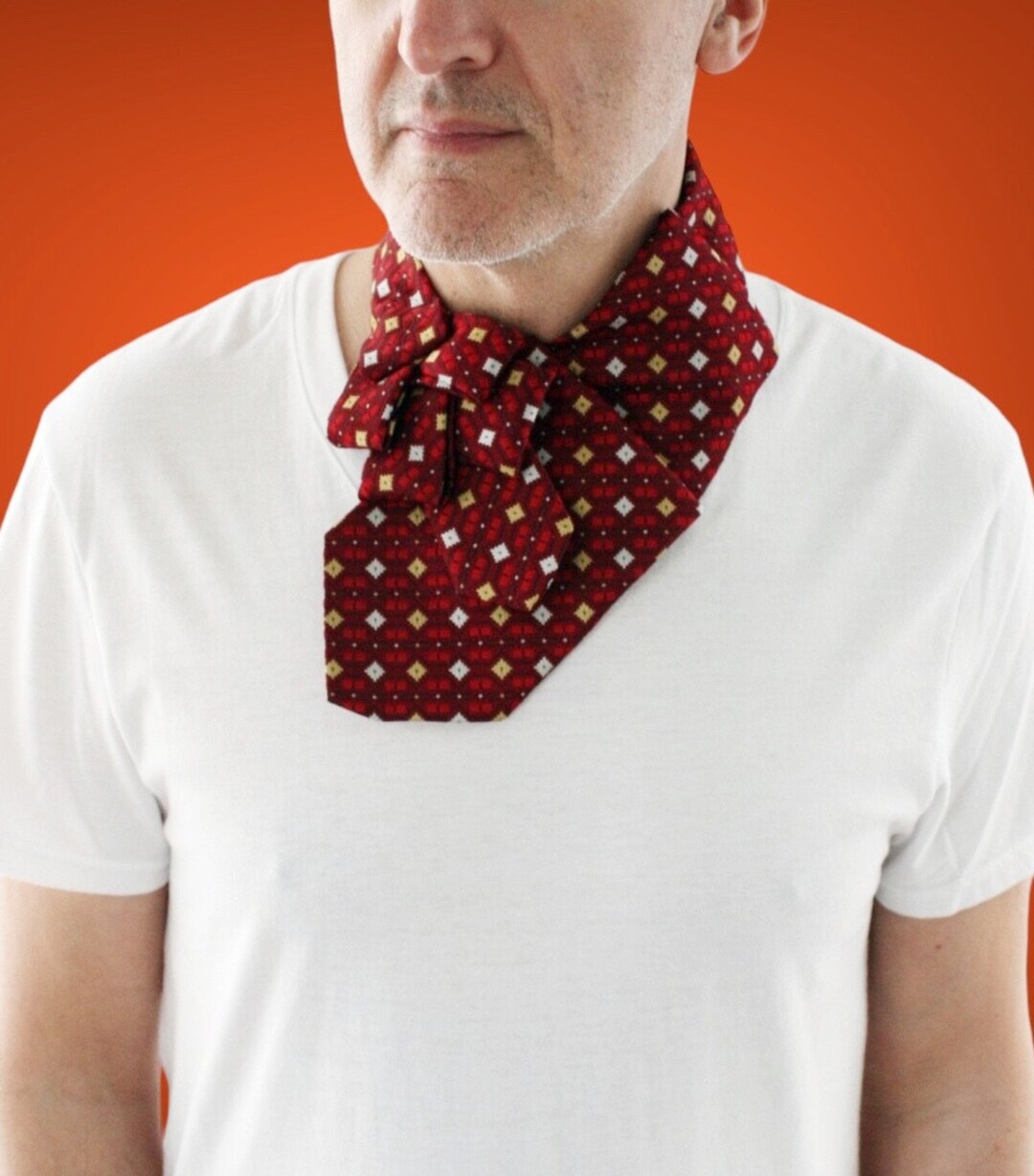 Men's Red Ascot Tie Renaissance Ascot Cravat for Men Ascot Made From ...