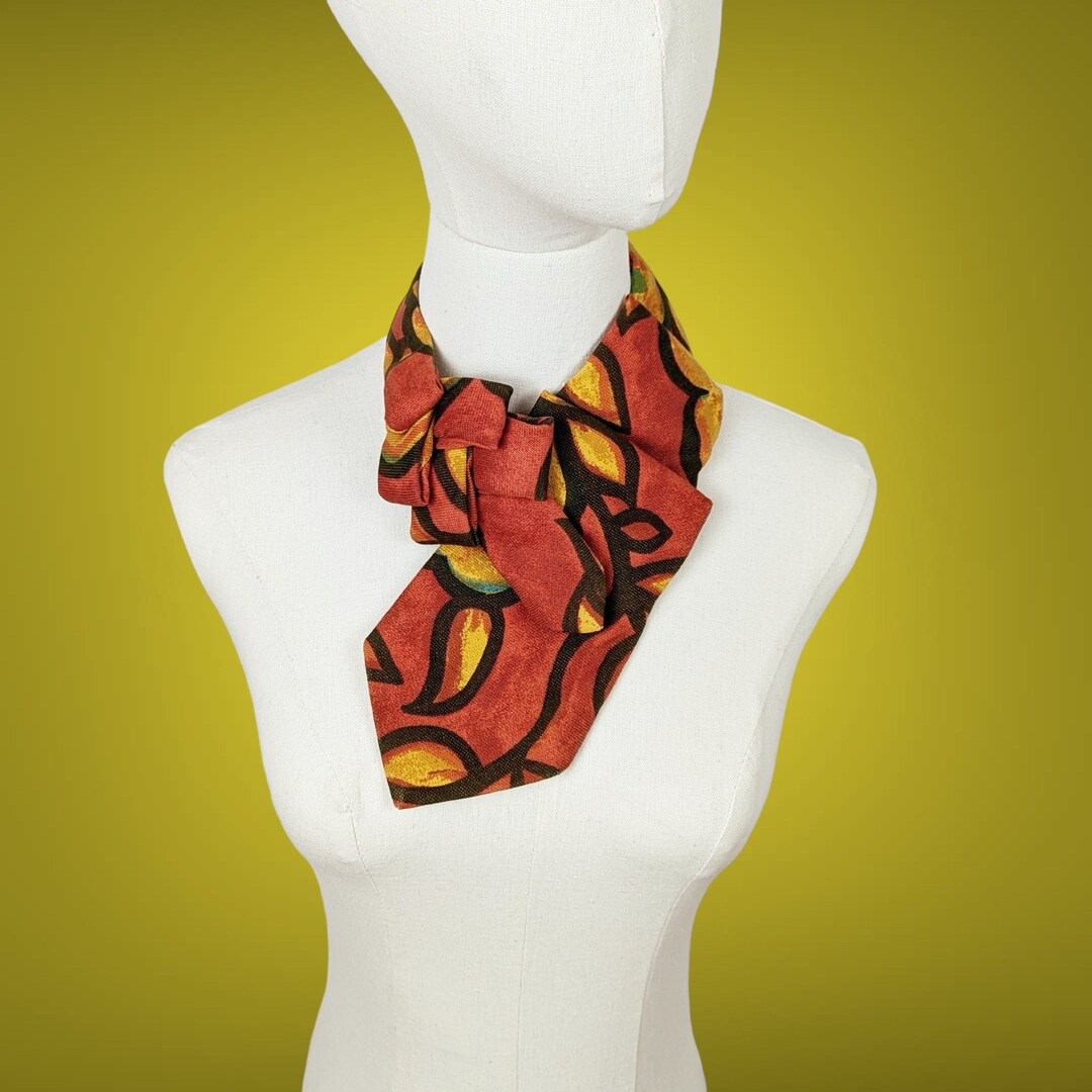 Modern Ascot Terracotta Floral Ascot Unique Scarf Women's Necktie Work ...