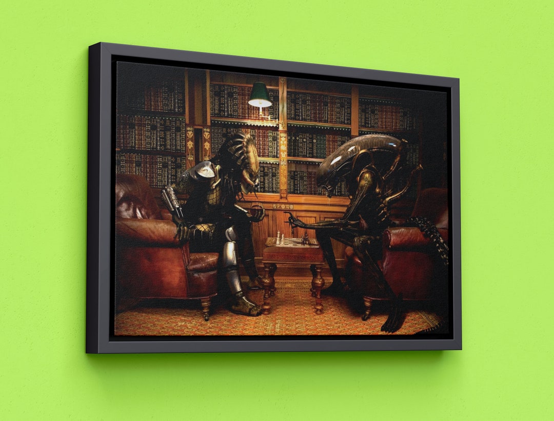 Alien Vs Predator Playing Chess Canvas Wall Art Home Decor Canvas Print ...