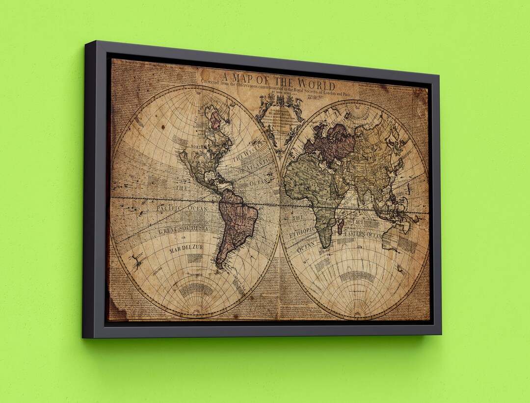 Vintage World Map Canvas Art, Old World Map, Old World Map Art Canvas ...