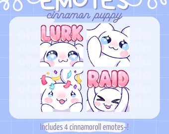 Cinnamon White Puppy Emotes (6) for Twitch, Discord, Youtube - Cute ...