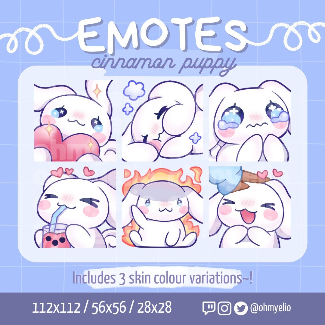 Cinnamon White Puppy Emotes (6) for Twitch, Discord, Youtube - Cute ...