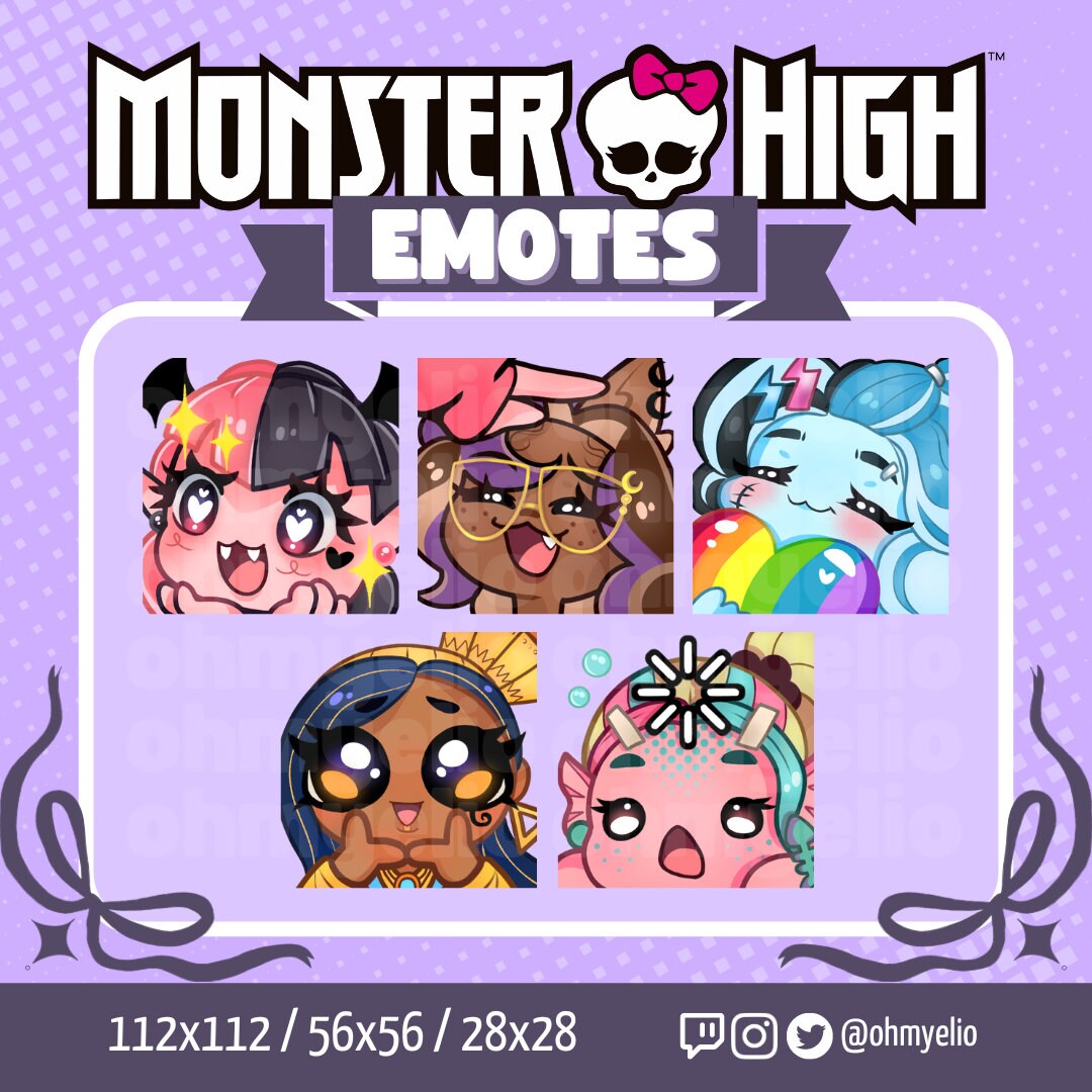 Monster Girls Emotes 5 for Twitch, Discord, Youtube Goth, Kawaii, Chibi ...