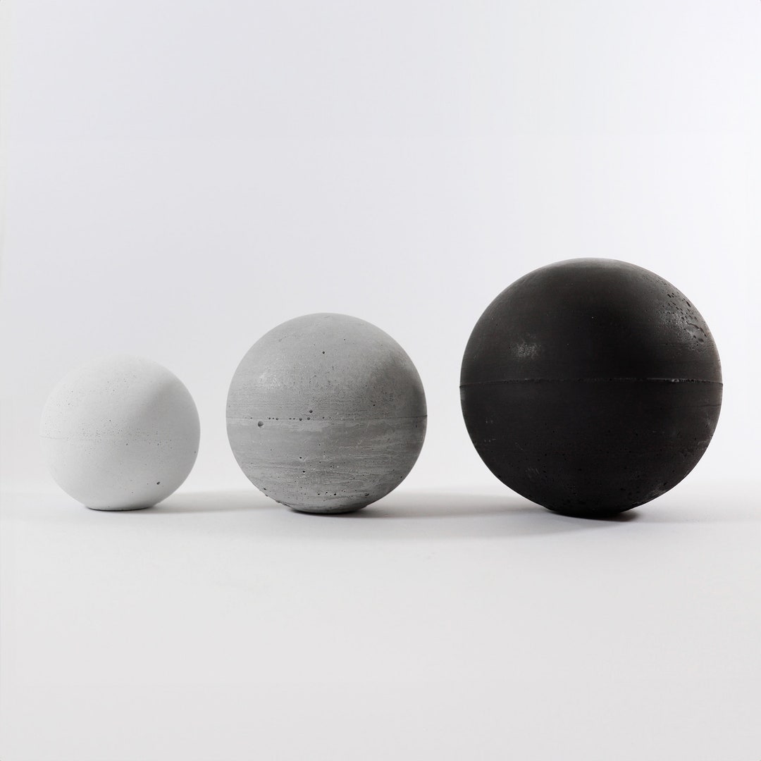 Concrete Spheres Set of 3, Decorative Orbs for Bowl, Modern Sphere ...
