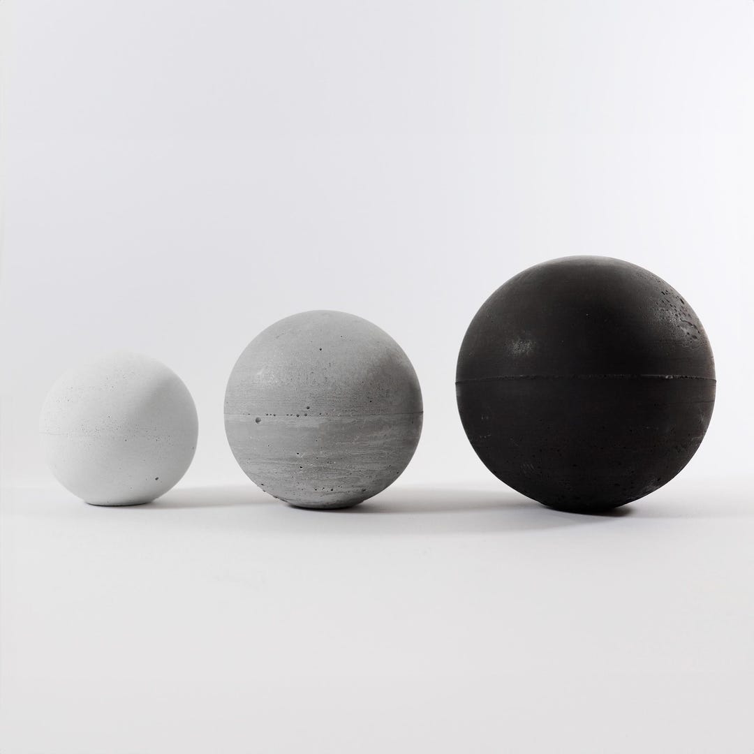 Concrete Spheres Set Decorative Orbs for Bowl Modern Sphere Decor for ...