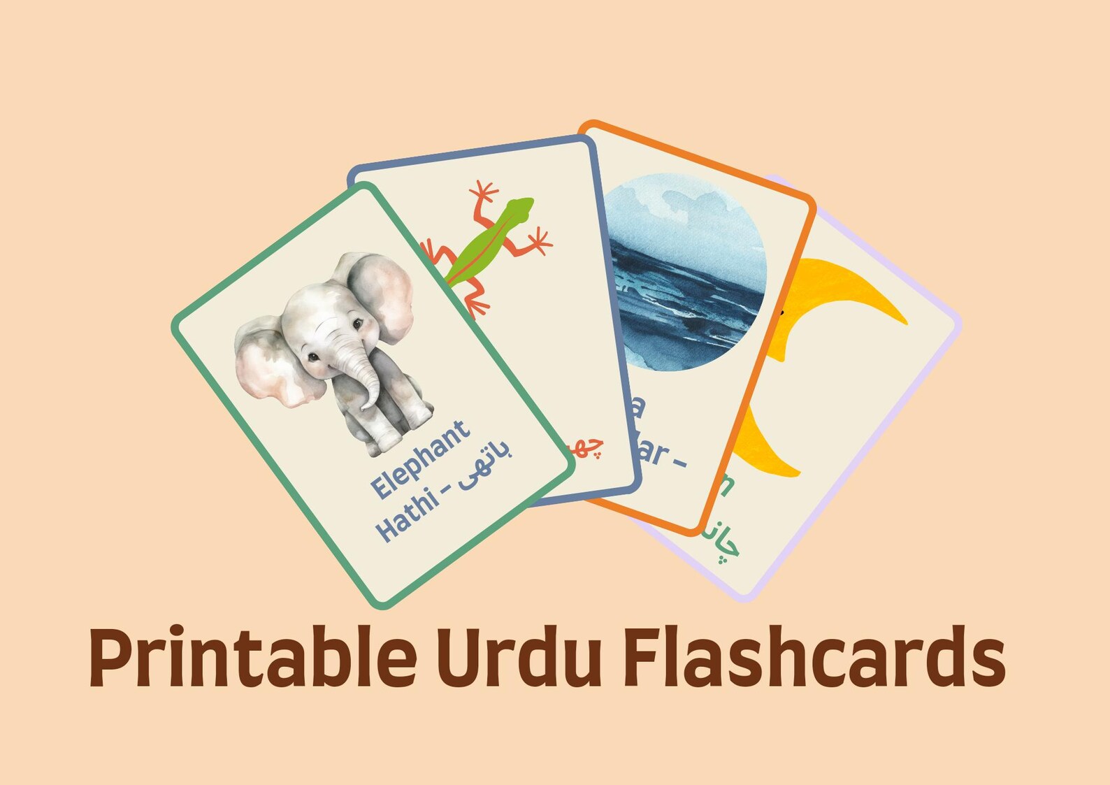 Printable Urdu to English Bilingual Flashcards - Outdoors & Animals Set ...
